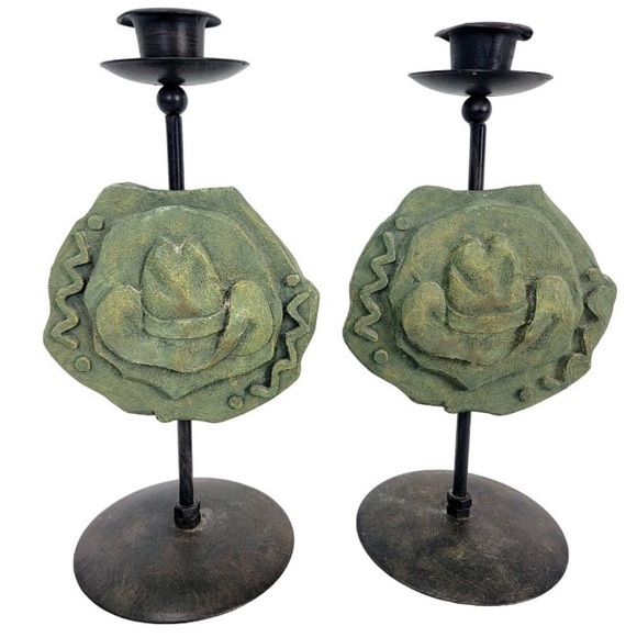 Vintage | Accents | Vintage 9s Western Candlestick Holder Set Cowboy ...